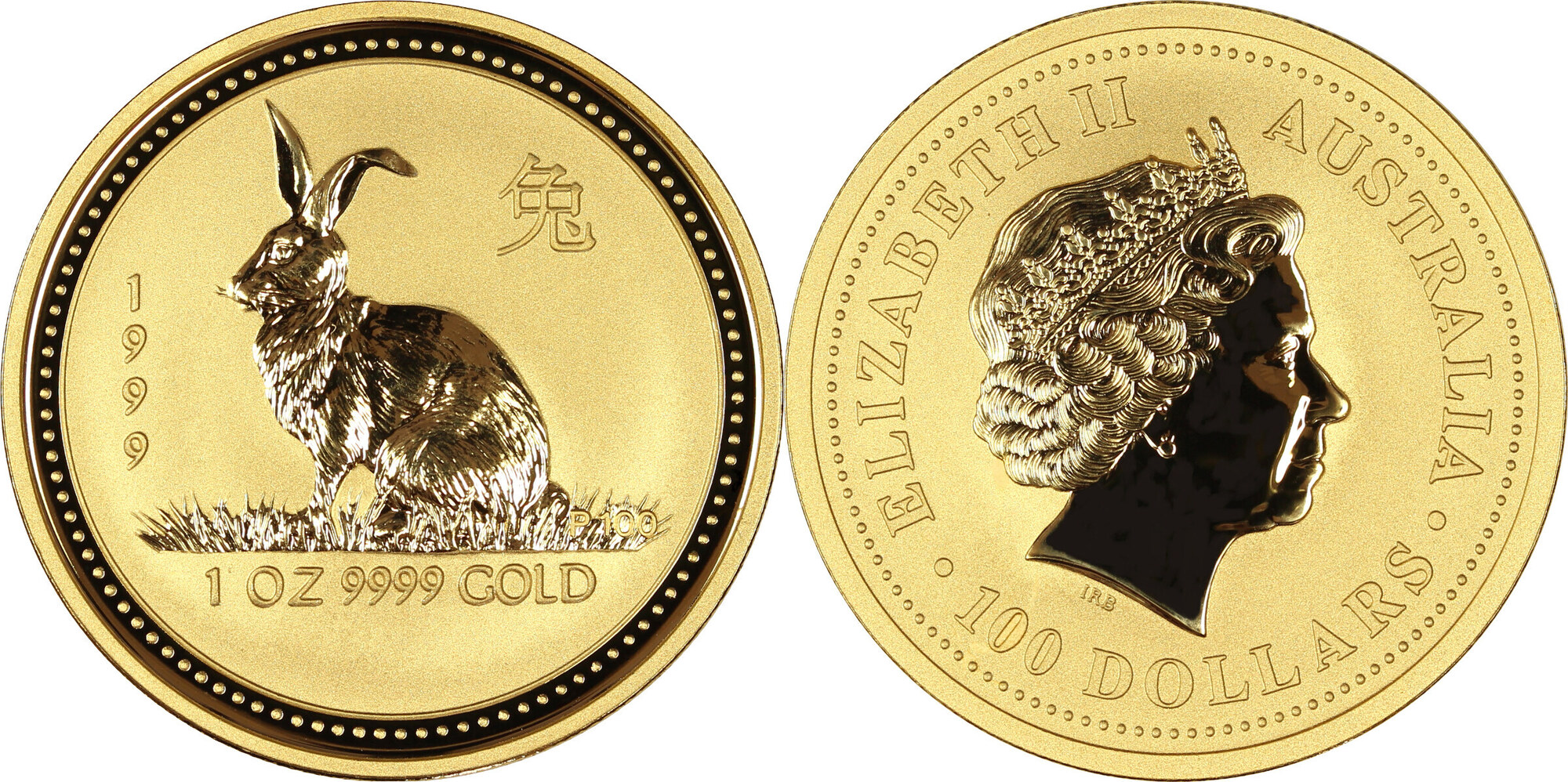 Australien 100$ 1999 1 oz Goldmünze Lunar Hase ST | MA-Shops