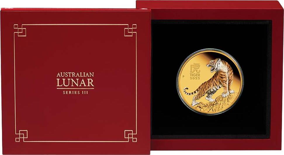 Australien 100$ 2022 1 oz Goldmünze Lunar III. - Jahr des Tigers - in Farbe PP | MA-Shops