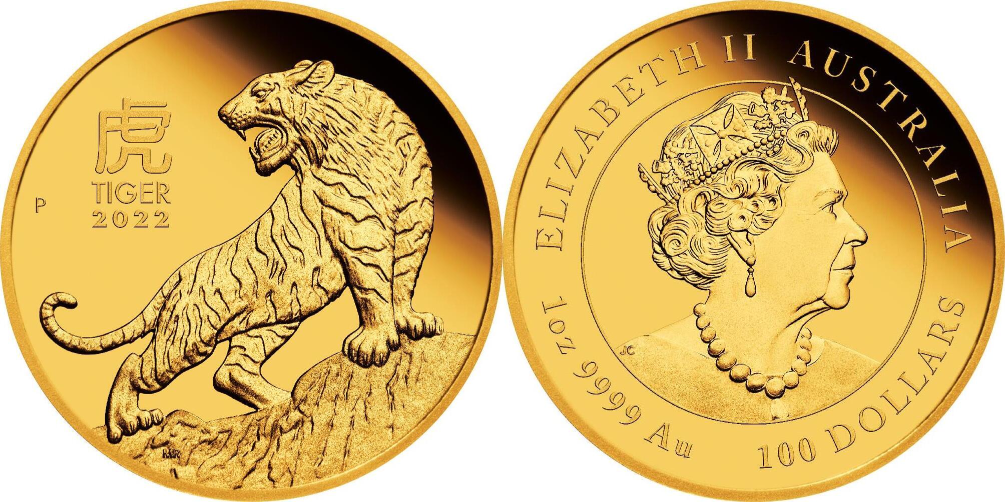 Australien 100$ 2022 1 oz Goldmünze Lunar III. - Jahr des Tigers PP | MA-Shops