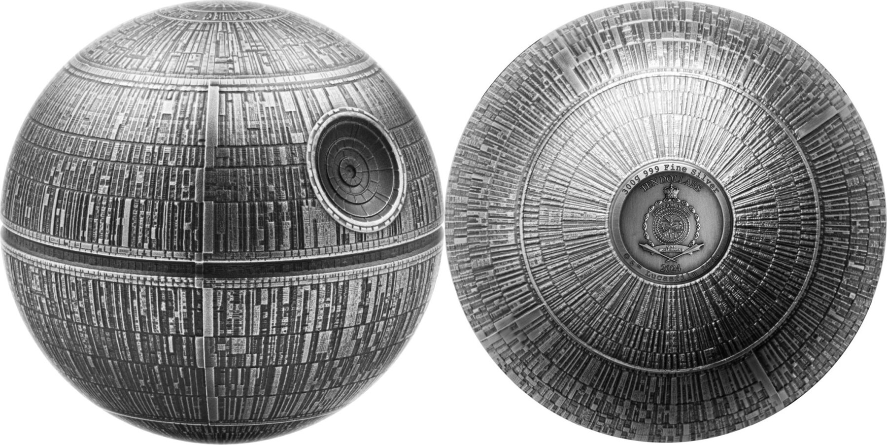 Niue 10$ 2024 300 g Silbermünze Star Wars - Todesstern Antique Finish ...