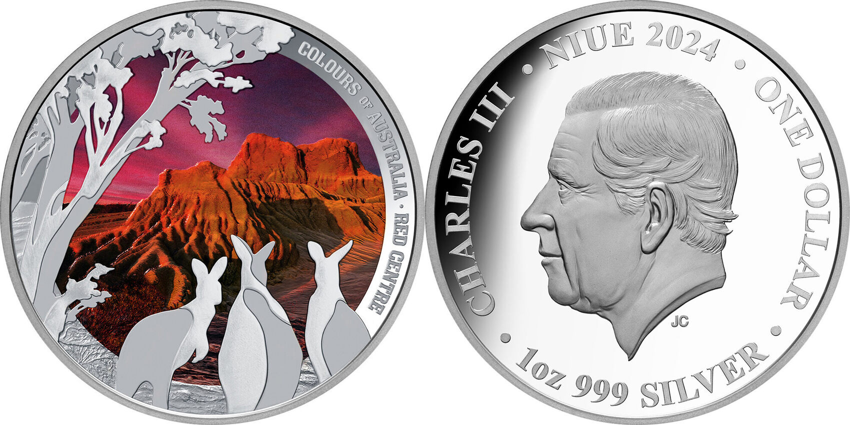 Niue 1$ 2024 1 oz Silbermünze Colours of Australia - Red Centre PP | MA ...