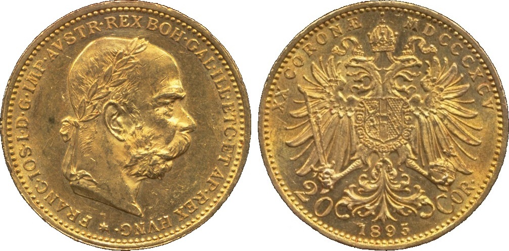 Österreich-Ungarn 20 Kronen 1895 20 Korona Goldmünze Franz Joseph I ...