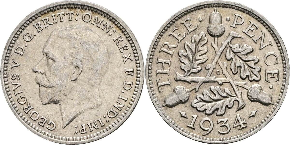 Großbritannien, George V., 3 Pence 1934 ss | MA-Shops