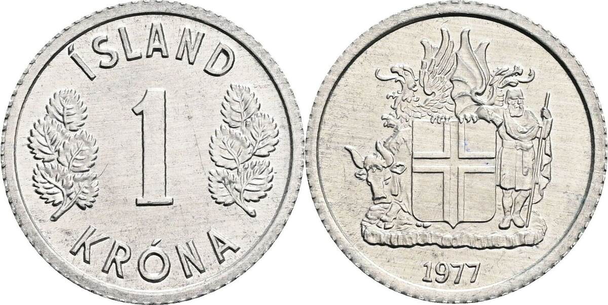 Island, 1 Krona 1977 vz | MA-Shops