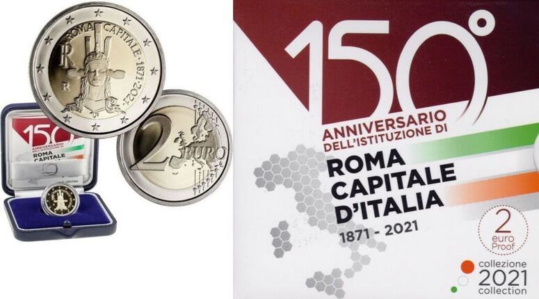 Speciale 2 euromunten 2 euro Italië 2021 'Hoofdstad Rome' PP | MA-Shops