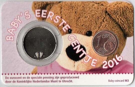 Nederland 1 Cent Baby Meisje Coincard 2016 Mijn eerste centje | MA-Shops