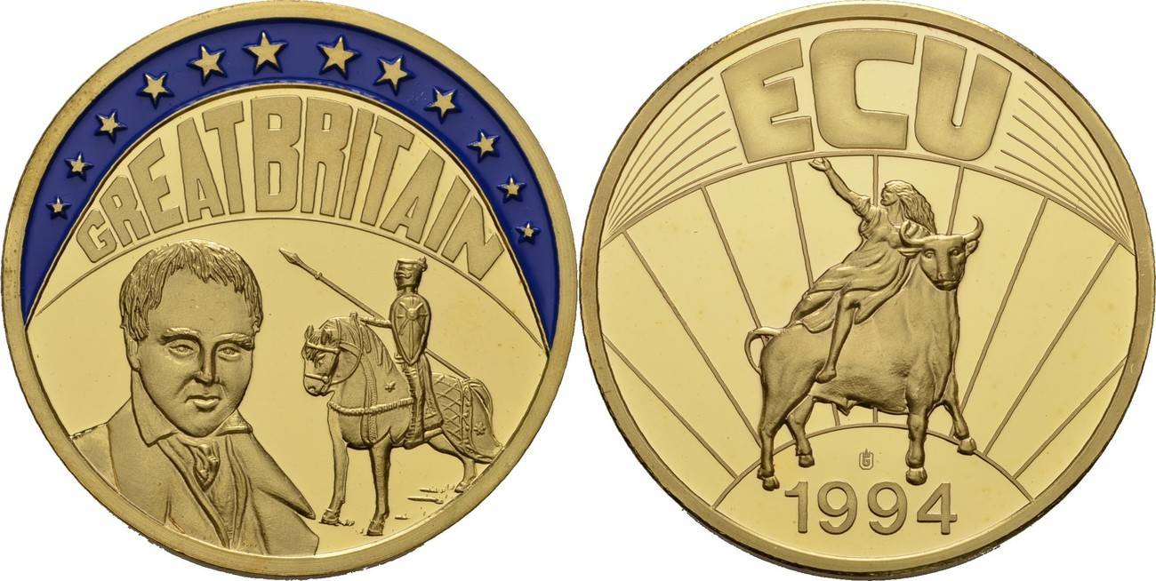 Deutschland Medaille EUROPE ECU SERIES GREAT BRITAIN GILDED PROOF LIKE ...