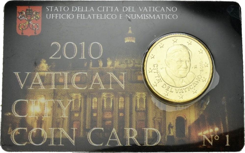 Vatikan Vatican City Official Coin Card N° 1 2010 50 Eurocent R Rom BU ...